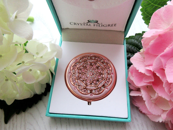 Rose Gold Pill Boxes - Crystal Filigree